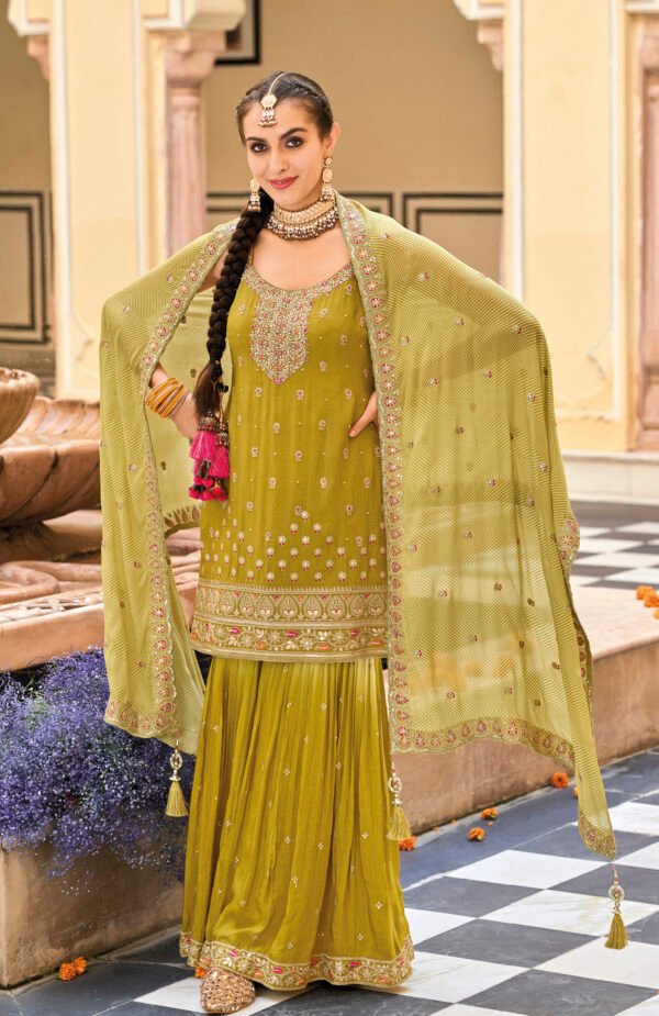 Haldi Ceremony Sharara Dress Yellow Outfits